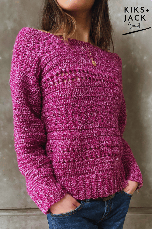 Simple Textured Crochet Sweater Free Pattern | Kiks and Jack Crochet